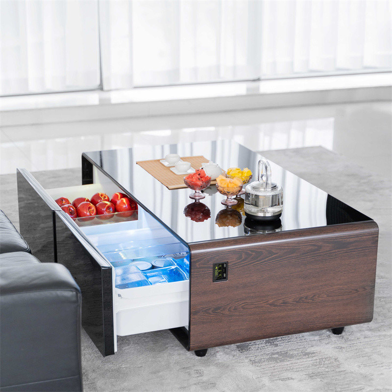Modern Style Smart Coffee Table with 135L Fridge Capacity and Double ...