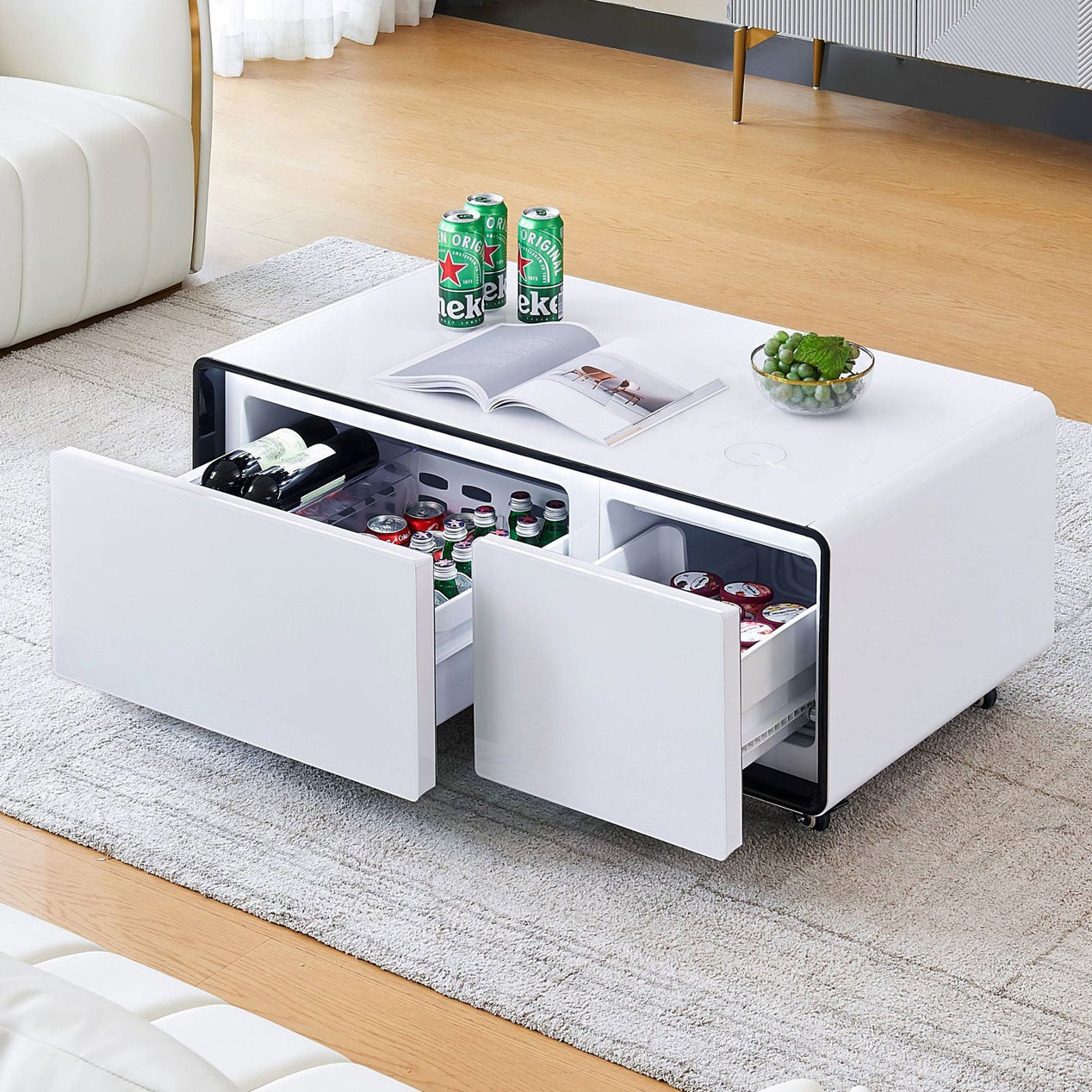 Hotel Function Smart Bedside Coffee Table with USB Wireless Charging ...
